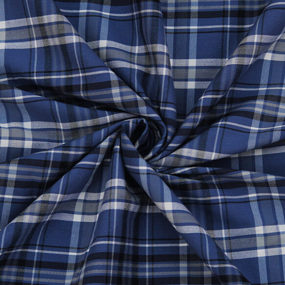 Buy Blue Cotton Checkered Shirt Fabric - Bigreams.com