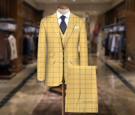 Stay Stylish in Any Forecast with Our Yellow Checkered Suit Piece